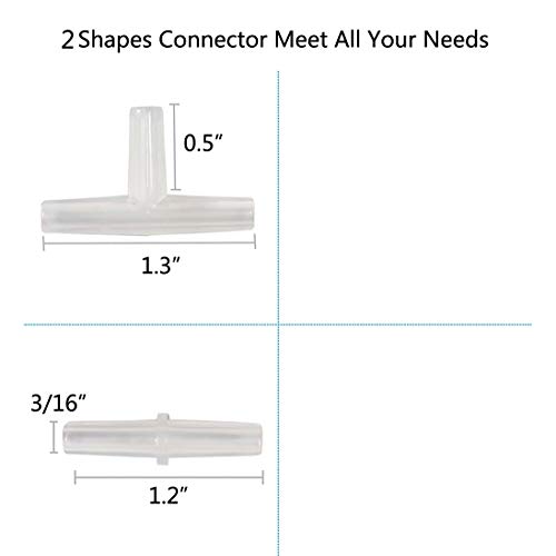 ALEGI Aquarium Air Valve Connector White Plastic Inline Tubing (2 Shapes 40Pcs)