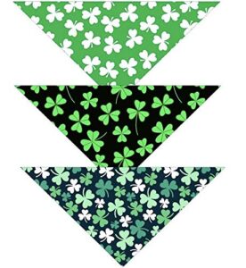 native pup st. patrick's day dog bandanas | 3-pack | lucky shamrock clover bandanna| (st. patrick's, large)