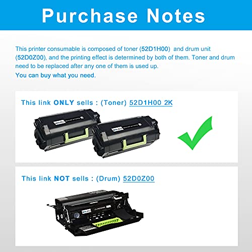 LCL Compatible Toner Cartridge Replacement for Lexmark 521H 52D1H00 52D1000 25000Pages MS811N MS811DN MS812de MS812DN MS812DTN MS812DTN MS710dn MS710n MS711dn (2-Pack Black)