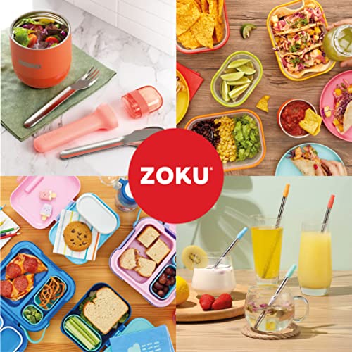 ZOKU - Mini Bento Box for Kids, Stackable, Lightweight, Leakproof, for Children, Kid Friendly Latch, Easy to Clean (Bento Jr) (Blue)