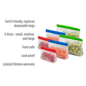 Goodful Reusable Standup Food Storage Bags (6 pack, Assorted Sizes)