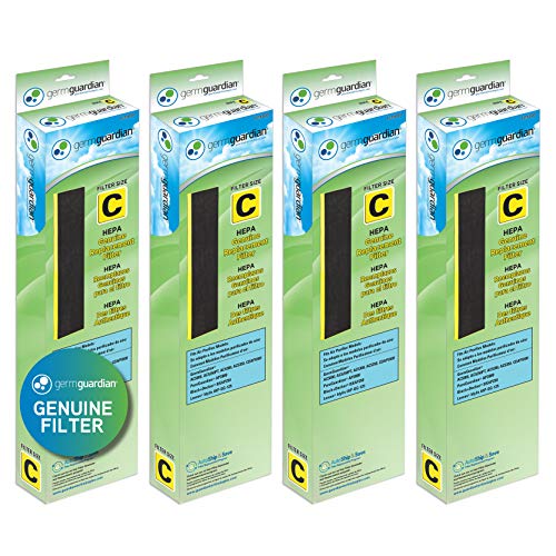 germguardian Guardian Technologies FLT50004PK FLT5000 HEPA Replacement Filter C, AC5000E, AC5250PT, AC5350B, AC5350BCA, AC5350W, AC5300B Air Purifiers, 4 pack