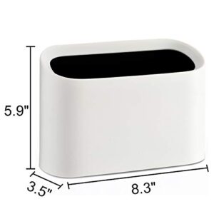 SUBEKYU 0.4 Gal Mini Countertop Trash Can, Small Desktop Garbage Can for Office, Tiny Wastebasket, Plastic, White