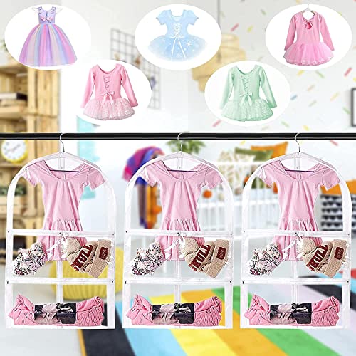 Clear Kids Garment Bags,3 Packs Garment Bag For Dance Costumes With Pockets,Foldable Garment Bags For Hanging Clothes Travel Storage,Dance Garment Bags For Dancers.35" Garment Dance Competition Bag