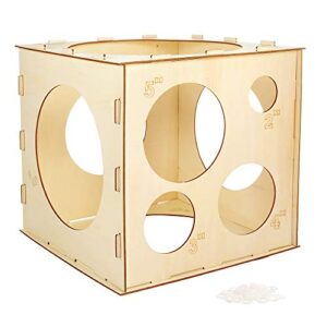 auihiay 2-10 inch collapsible wood balloon sizer box cube, balloon size measurement tool for balloon decorations, balloon arches, balloon columns (9 holes)