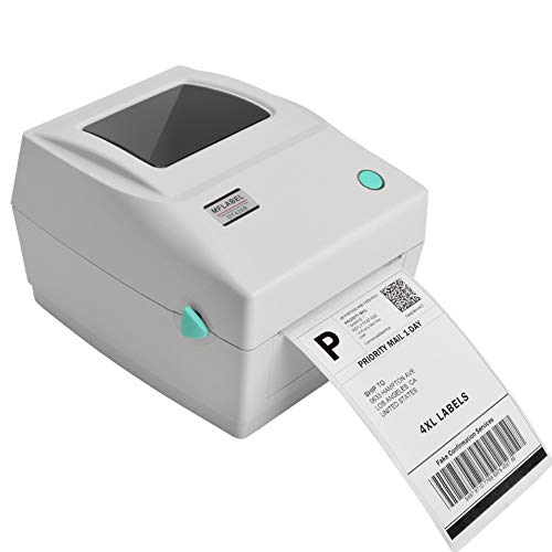 MFLABEL Label Printer 4x6 Thermal Printer, Commercial Direct Thermal High Speed USB Port Label Maker, Etsy, Ebay, Amazon Barcode Express Label Printing Machine, White