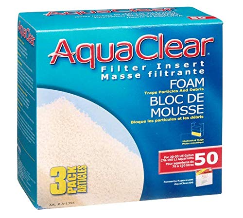 AquaClear 50-Gallon Foam Inserts, 3-Pack Activated Carbon Insert, 50-Gallon Aquariums, 3-Pack