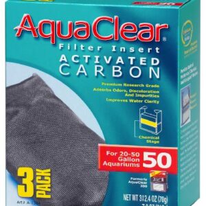 AquaClear 50-Gallon Foam Inserts, 3-Pack Activated Carbon Insert, 50-Gallon Aquariums, 3-Pack