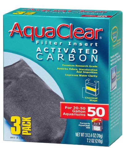 AquaClear 50-Gallon Foam Inserts, 3-Pack Activated Carbon Insert, 50-Gallon Aquariums, 3-Pack