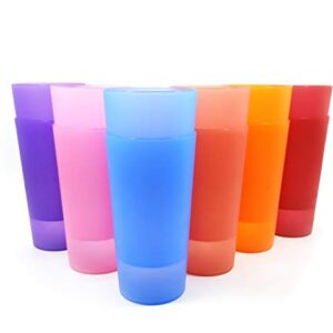 Unbreakable 26-ounce Plastic Tumbler Drinking Glasses, Set of 12 Multicolor, Bright Color- Dishwasher safe, BPA Free