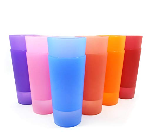 Unbreakable 26-ounce Plastic Tumbler Drinking Glasses, Set of 12 Multicolor, Bright Color- Dishwasher safe, BPA Free