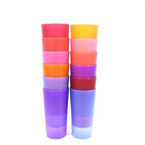 Unbreakable 26-ounce Plastic Tumbler Drinking Glasses, Set of 12 Multicolor, Bright Color- Dishwasher safe, BPA Free