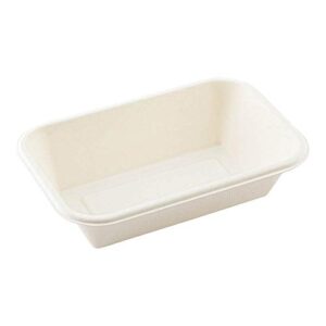 Restaurantware Pulp Tek 32 Ounce Bagasse Containers, 100 Biodegradable Compostable Trays - Grease Resistant, Reinforced Rim, White Bagasse Bagasse Take Out Trays, Mircowave Safe