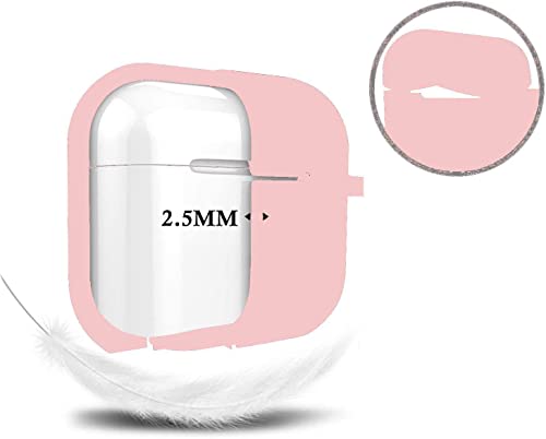 Protective Case Cover for Airpods Pro Charging Case with Ear Tips 1 Pair Kit, Air Pods Silicone Case with Soft Cute Ball Pom Pom Keychain Kit Together with Ear Buds Tips 2&1 (X, Light Pink)