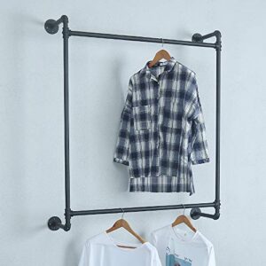 industrial pipe clothing rack wall mounted,vintage commercial clothes racks for hanging clothes,metal retail garment rack display rack cloths rack,black laundry room clothing hanging rack (39.37in)