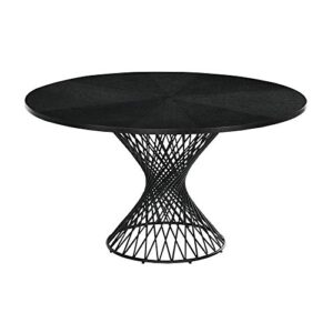 Armen Living Cirque 54" Round Mid-Century Modern Pedestal Black Wood Dining Table with Epoxy Metal Base