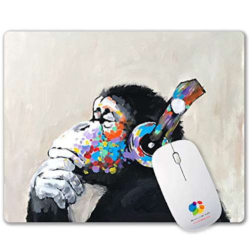 SHALYSONG Mouse pad, Mouse pad with Design, Gorilla Oil Painting Graffiti, Funny Home and Office Non-Slip Computer Mousepad