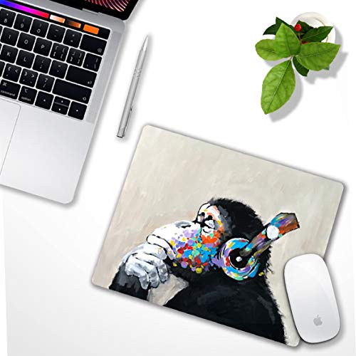 SHALYSONG Mouse pad, Mouse pad with Design, Gorilla Oil Painting Graffiti, Funny Home and Office Non-Slip Computer Mousepad