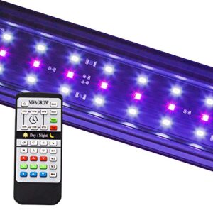 vivagrow dn daynight rgb 24/7 customize automation full spectrum led aquarium fish tank light extendable remote (24" - 30")