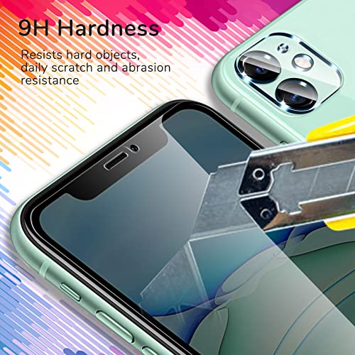 UniqueMe [4 Pack] for iPhone 11 Privacy Screen Protector, 2 Pack Privacy Screen iPhone 11 and 2 Pack Camera Lens Protector 9H Hardness Tempered Glass (6.1 inch) [Not for iPhone 12]