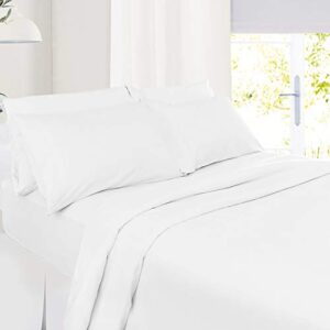 setaluna soft and silky 4 piece bed sheet set – easy fit 12" to 18" deep pocket fitted sheet, flat sheet, pillow cases, breathable & cooling comfy sheets, full size, white