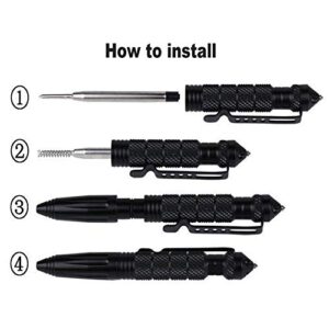 Holoras Tactical Pen Aluminum Self Defense Pen with 4 Ink Refill, Tactical Ballpoint Pen for Emergency Glass Breaker and Smooth Writing