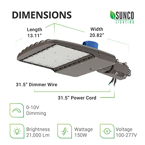 Sunco LED Parking Lot Light, Pole Outdoor Street Lights 150W Dusk to Dawn Photocell HID Replacement, 5000K Daylight, 19500 LM, Dimmable 1-10V, Waterproof Commercial Grade UL Listed 4 Pack