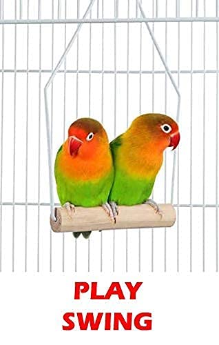 63-Inch Large Flight Bird Cage with Toys and 10-Step Play Ladder for Cockatiel Parakeet Finch Budgie Lovebird Canary Finch Pet Bird Cage with Rolling Stand (White with Toy)