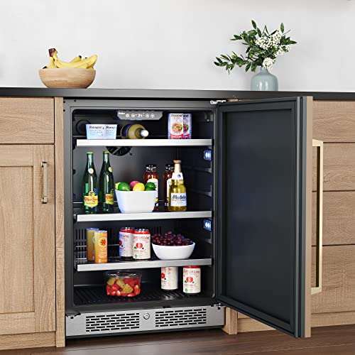 Avallon ABR241BLSS 24 Inch Wide 140 Can Energy Efficient Beverage Center with LED Lighting, Double Pane Glass, Touch Control Panel and Right Swing Door