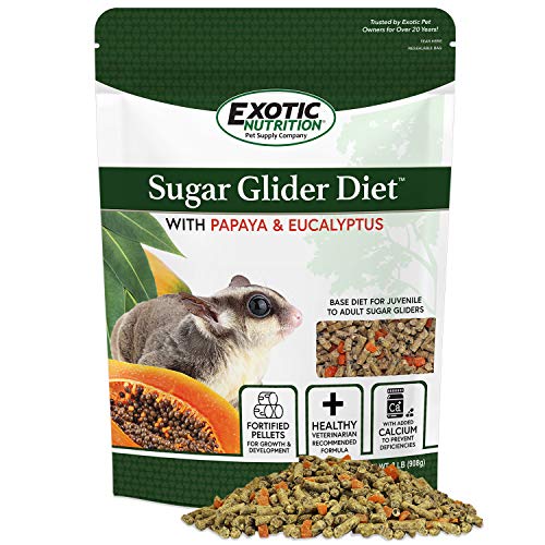 Sugar Glider Diet with Papaya and Eucalyptus (2 lb) - High Protein All Natural Healthy Sugar Glider Food - Nutritionally Complete Staple Diet