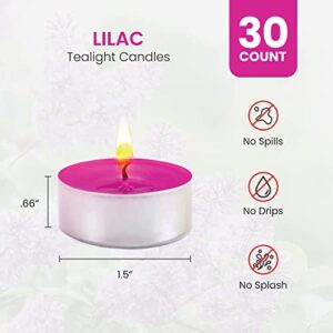 Lilac Candle Scented Candles Tea Lights Candles - Lilac Candle - 30 Pack - Lilac Candle Tea Lights with 3-4 Hour Burn Time Tea Candles - TeaLight Candles for Holiday, Wedding and Home