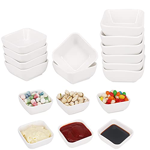 BPFY 12 Pack 3 oz Ceramic Dip Bowls, Kitchen Dining Entertaining Dipping Sauce Bowls, White Condiments Serving Dishes for Soy, Vinegar, Ketchup, BBQ Sauce