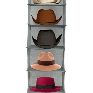 Boxy Concepts Cowboy Hat Rack for Closets (6 Shelves) - 13" Wide Extra Large Hat Organizer for Wide Brimmed Hats - Hat Storage to Keep Hats Safely Stored - Western Hat Rack and Sun Hat Holder