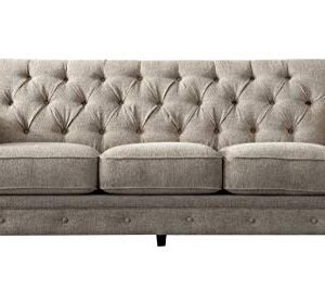 Acanva Collection Chesterfield Chenille Tufted Living Room Sofa, 91"W Couch, Almond