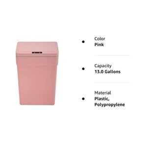 13 Gallon Trash Can Plastic Kitchen Trash Can Automatic Touch Free High-Capacity Garbage Can with Lid for Bedroom Bathroom Home Office 50 Liter