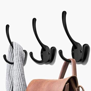 wall mounted coat hooks 5 pack heavy duty black hardware robe hooks decorative for single hanging coats towel cubicle classroom kitchen bath backpack hat hook