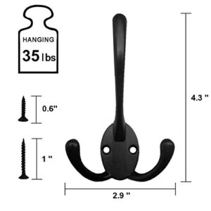 Wall Mounted Coat Hooks 5 Pack Heavy Duty Black Hardware Robe Hooks Decorative for Single Hanging Coats Towel Cubicle Classroom Kitchen Bath Backpack Hat Hook