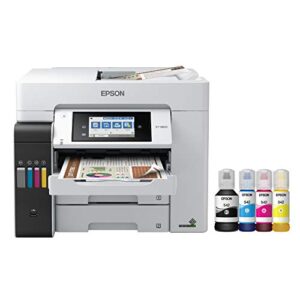 epson ecotank pro et-5800 wireless color all-in-one supertank printer with scanner, copier, fax and ethernet, white