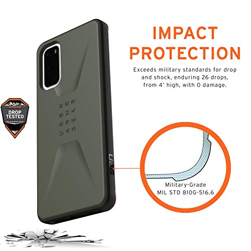 URBAN ARMOR GEAR UAG Samsung Galaxy S20 Case [6.2-inch Screen] Civilian [Olive Drab] Sleek Ultra-Thin Feather-Light Military Drop Tested Protective Cover