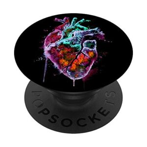 cool paint dripping heart anatomy design gift on black popsockets popgrip: swappable grip for phones & tablets