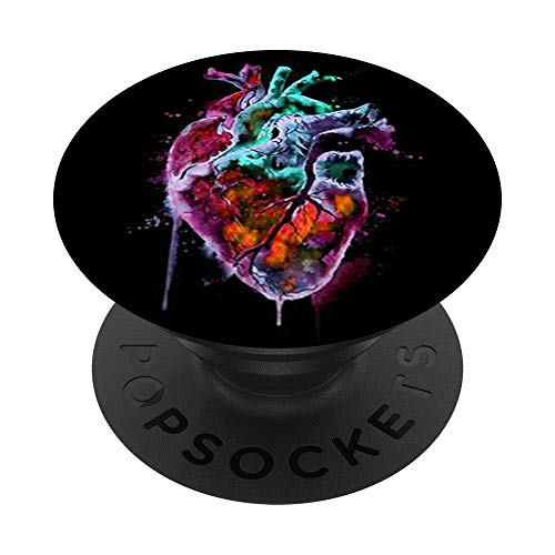 Cool Paint Dripping Heart Anatomy Design Gift on Black PopSockets PopGrip: Swappable Grip for Phones & Tablets