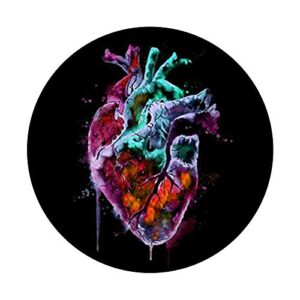 Cool Paint Dripping Heart Anatomy Design Gift on Black PopSockets PopGrip: Swappable Grip for Phones & Tablets