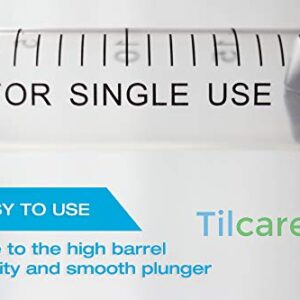 1ml Oral Dispenser Syringe with Cover 100 Pack by Tilcare - Sterile Plastic Medicine Droppers for Children, Pets & Adults – Latex-Free Medication Syringe Without Needle - Syringes for Glue and Epoxy