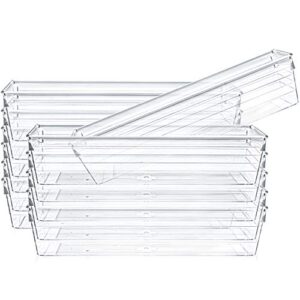 kingrol 12 pack clear drawer organizers, drawer divider storage bins, desk storage box set for kitchen bedroom bathroom office craft supplies