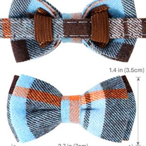 Joytale Updated Breakaway Cat Collar with Bow Tie and Bell, Cute Plaid Patterns, 1 Pack Girl Boy Kitty Safety Kitten Collars, Haze Blue