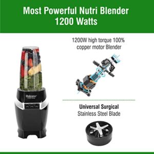 Balzano High Speed Nutri Blender/Mixer/Smoothie Maker - 1000 Watts - 8 Pcs Set, Black, Compact