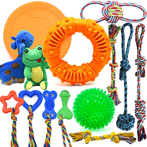 LEGEND SANDY Puppy Chew Toys for Teething, 14 Pack Dog Chew Toys for Small Dog, Dog Toy for Boredom and Stimulating,Pet Toys for Small Breed with Dog Ball,Tug of War Rope Toys Squeaky Plush Toy