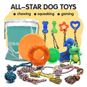 LEGEND SANDY Puppy Chew Toys for Teething, 14 Pack Dog Chew Toys for Small Dog, Dog Toy for Boredom and Stimulating,Pet Toys for Small Breed with Dog Ball,Tug of War Rope Toys Squeaky Plush Toy