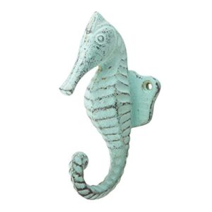 indianshelf 2 pack hooks | wall mounted coat hook | green small hooks for hanging keys | iron bag wall hook | seahorse kitchen towels hook [10.16 cm]