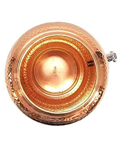 Pure Copper Hammered Water Dispenser Storage Water Tank with Tap and Set of 4 Copper Glass | Water Pot | Copper Water Storage Tank | 6.5 LTR Capacity | 218 Oz